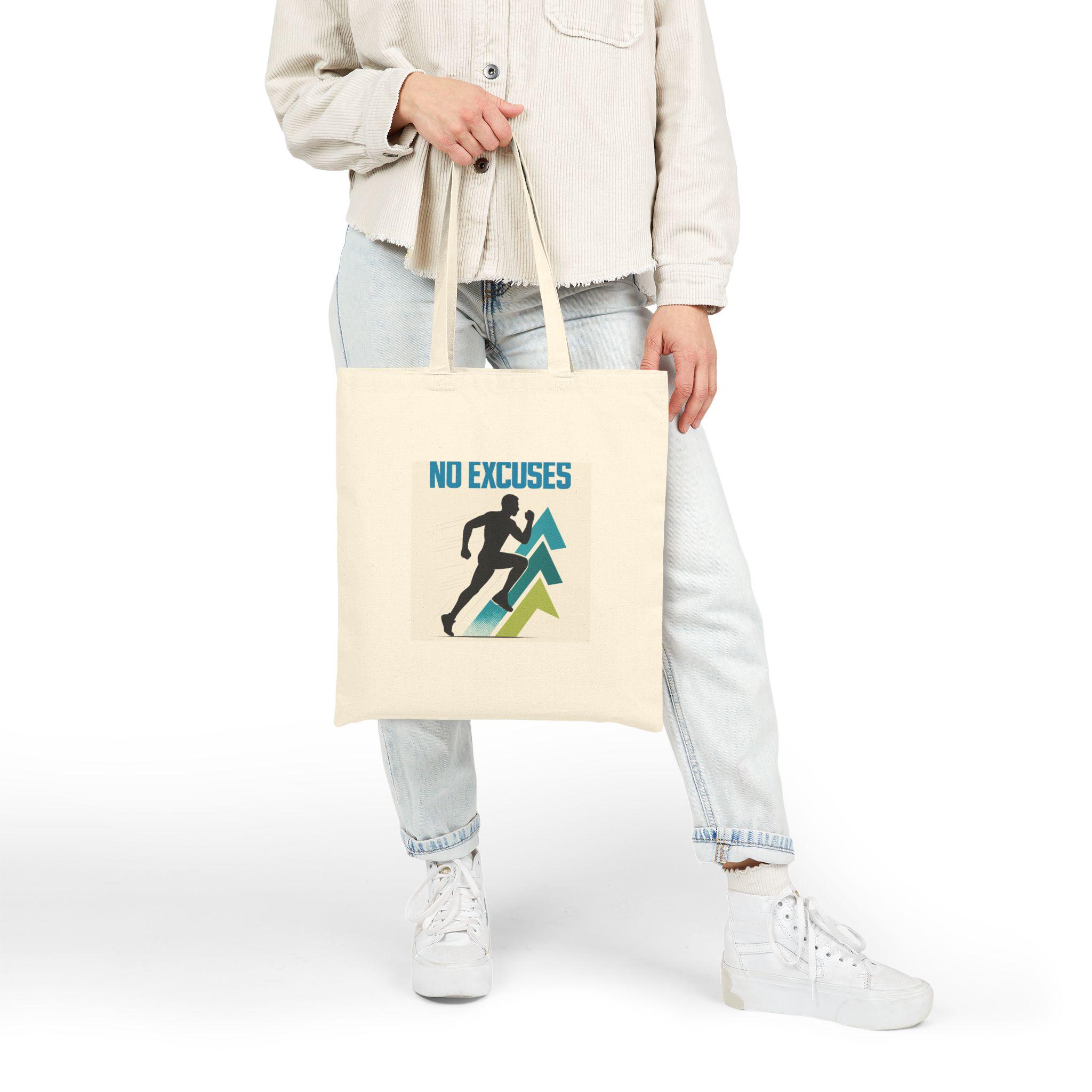 No Excuses Runner Tote Bag | Motivational Running Design, Canvas Market ...