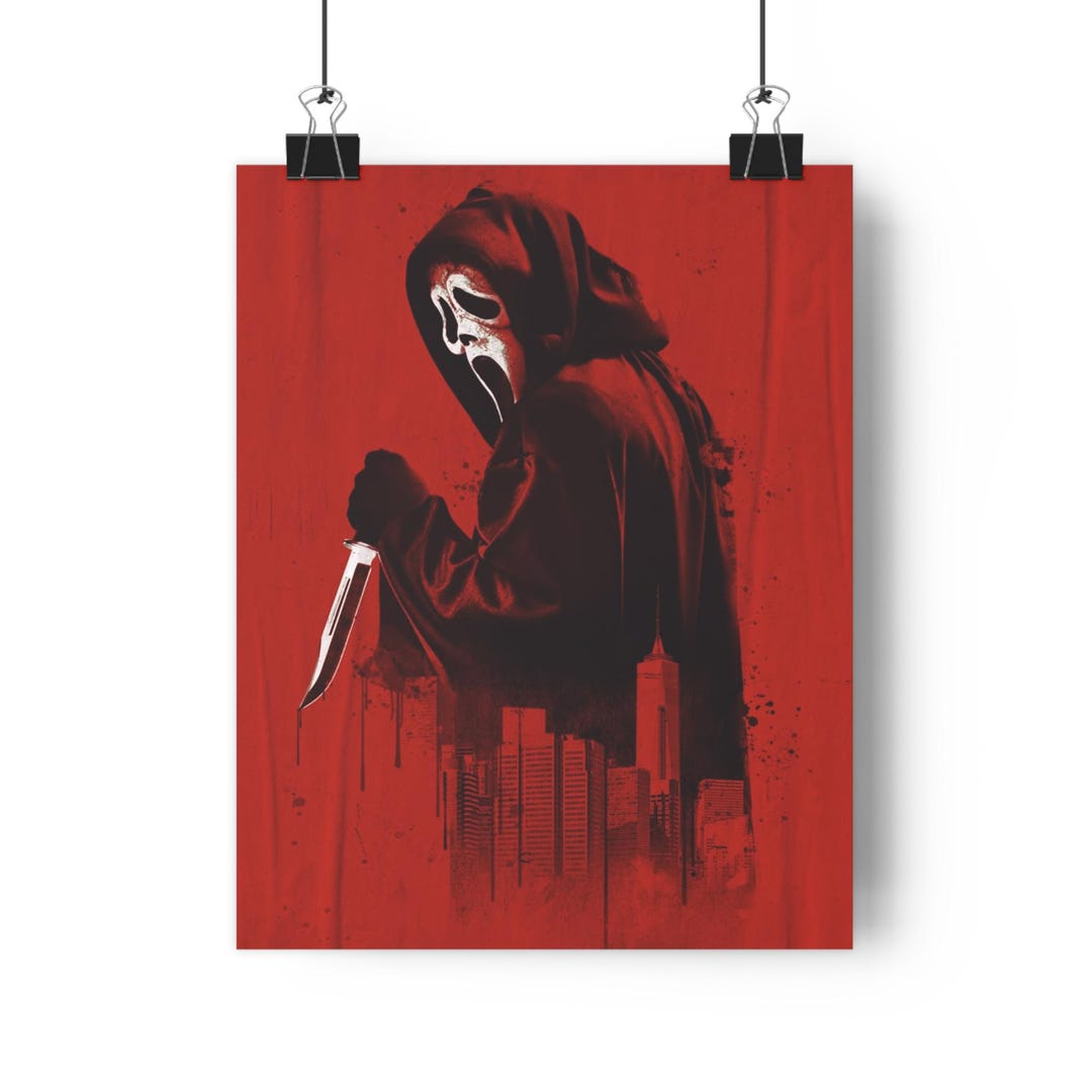 GHOST FACE POSTER | Scary Movie Decor | Dark Red Graphic Print ...