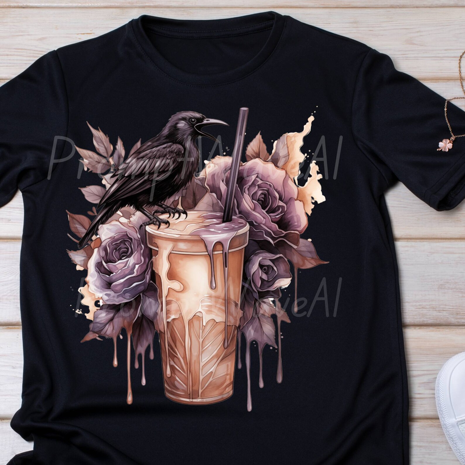 Gothic Iced Coffee Clipart, Dark Vibes, Halloween Crow and Coffee ...