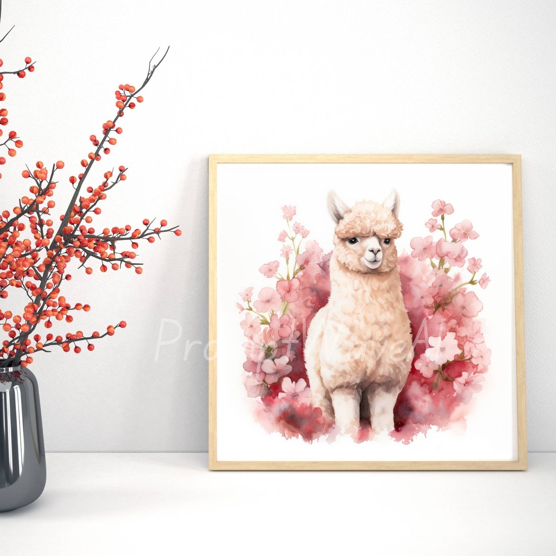 24 PNG Images Cute Watercolor Baby Alpacas Clipart Bundle Set, Boho ...
