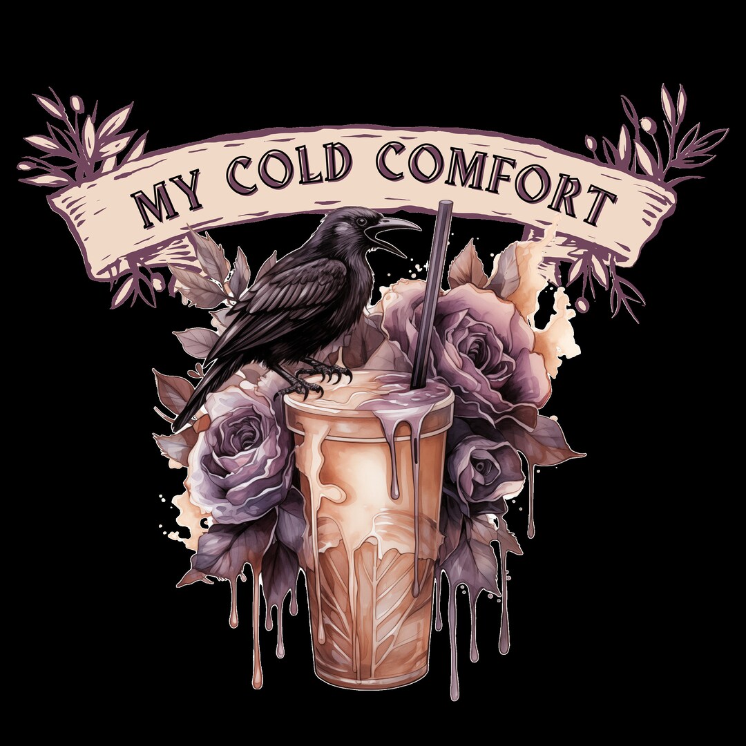Gothic Iced Coffee Clipart, Dark Vibes, Halloween Crow and Coffee ...