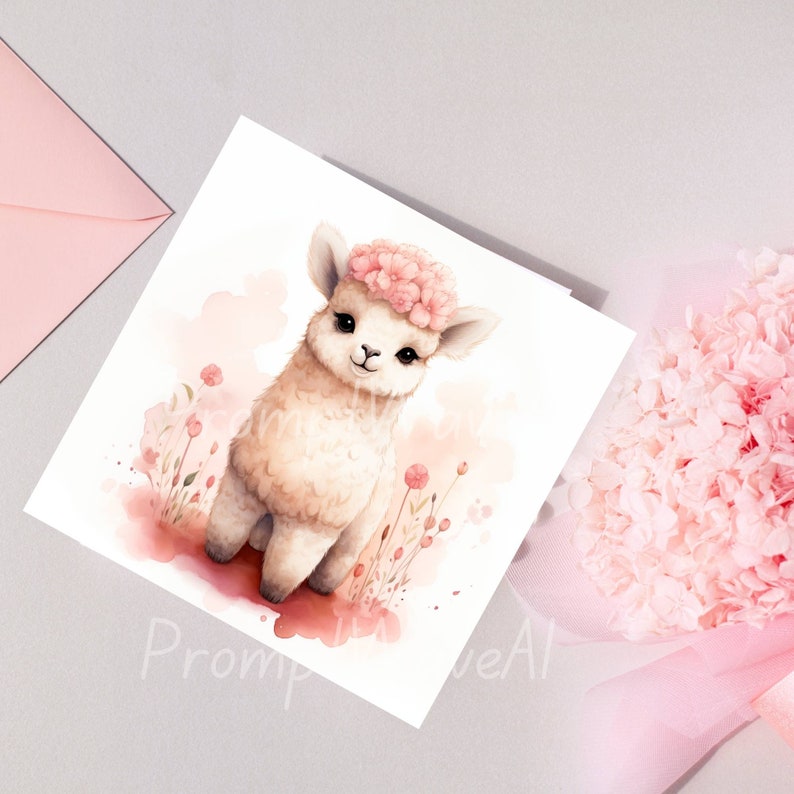 24 PNG Images Cute Watercolor Baby Alpacas Clipart Bundle Set, Boho ...