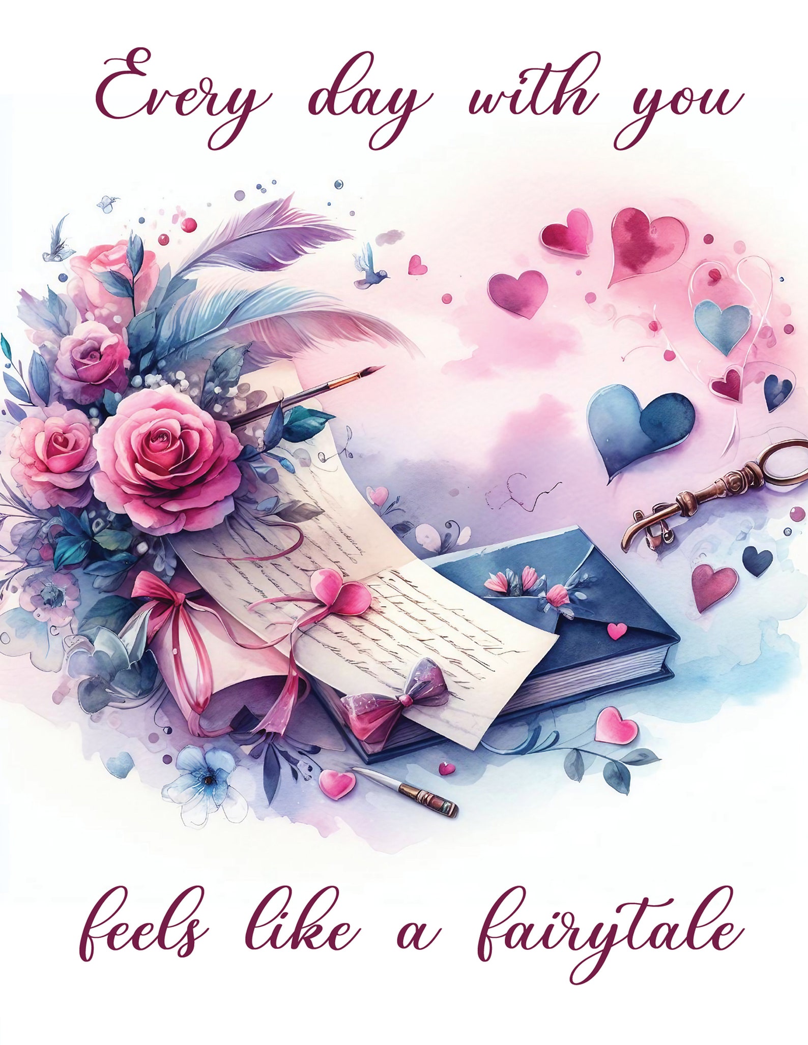 Printable Love Card, Printable Heart Valentine's Day Card, Printable ...