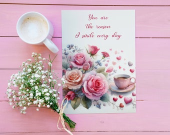 Printable Love Card, Printable Heart Valentine's Day Card, Printable ...