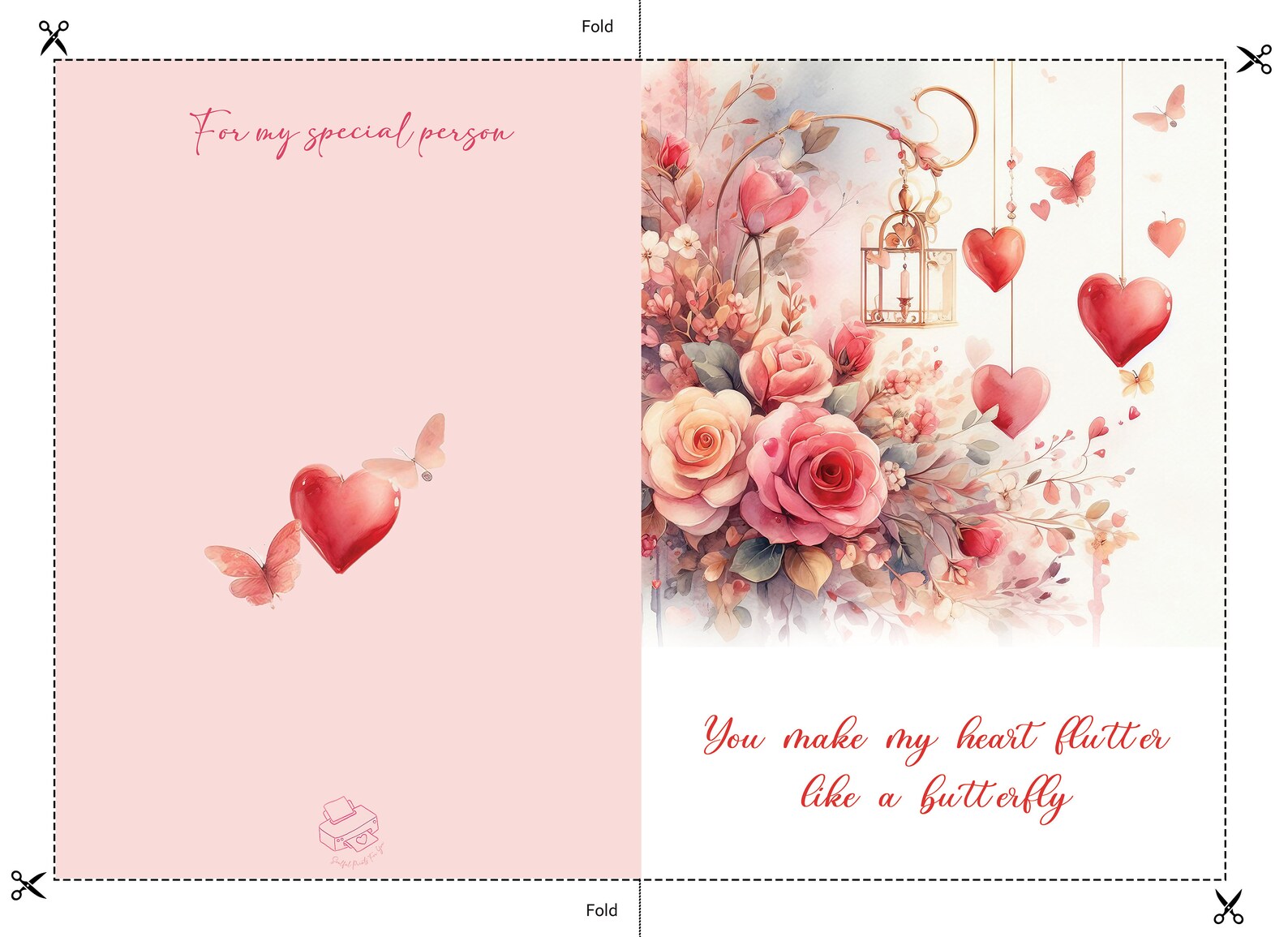 Printable Love Card, Printable Heart Valentine's Day Card, Printable ...