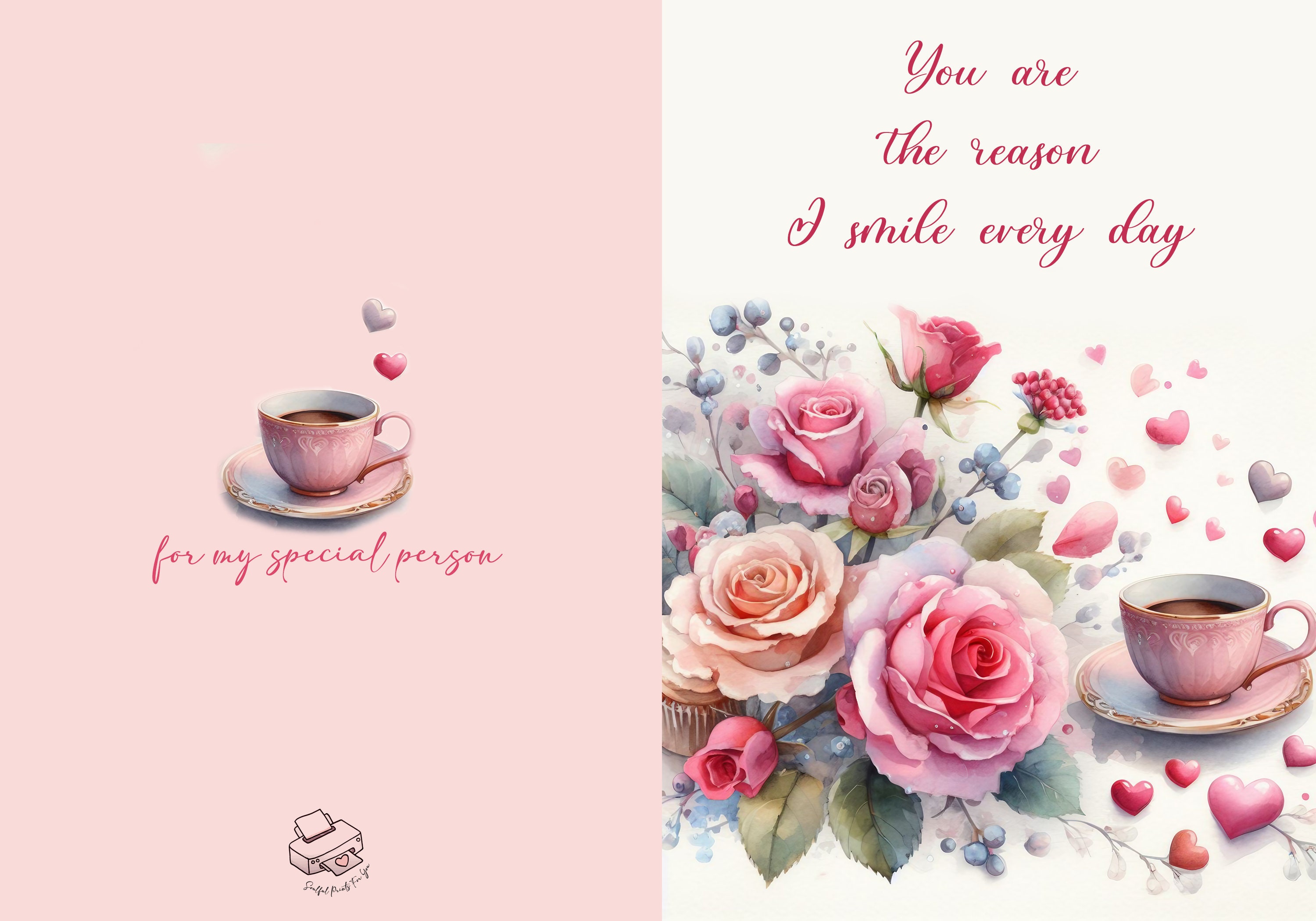 Printable Love Card, Printable Heart Valentine's Day Card, Printable ...