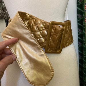 Wide Gold Belt/ Size XL/ Hip Belt/ Gold Vinyl Belt/ Reversible - Etsy