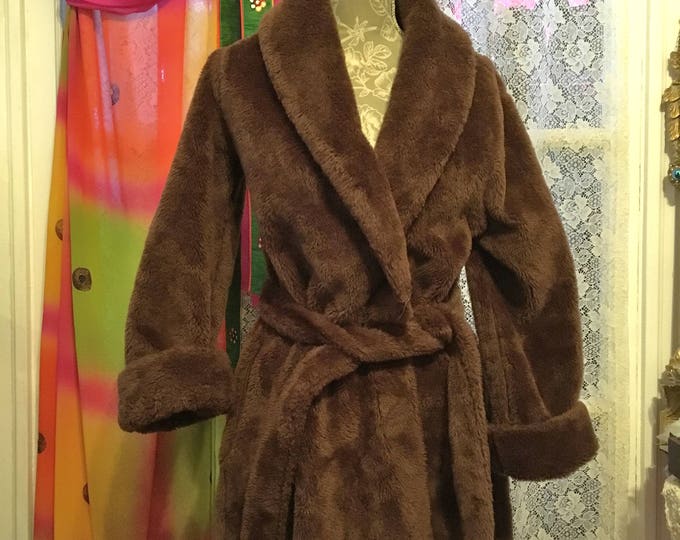 Furry/furry Bathrobe/ Size M/ Brown Furry Bathrobe/70s Bathrobe - Etsy