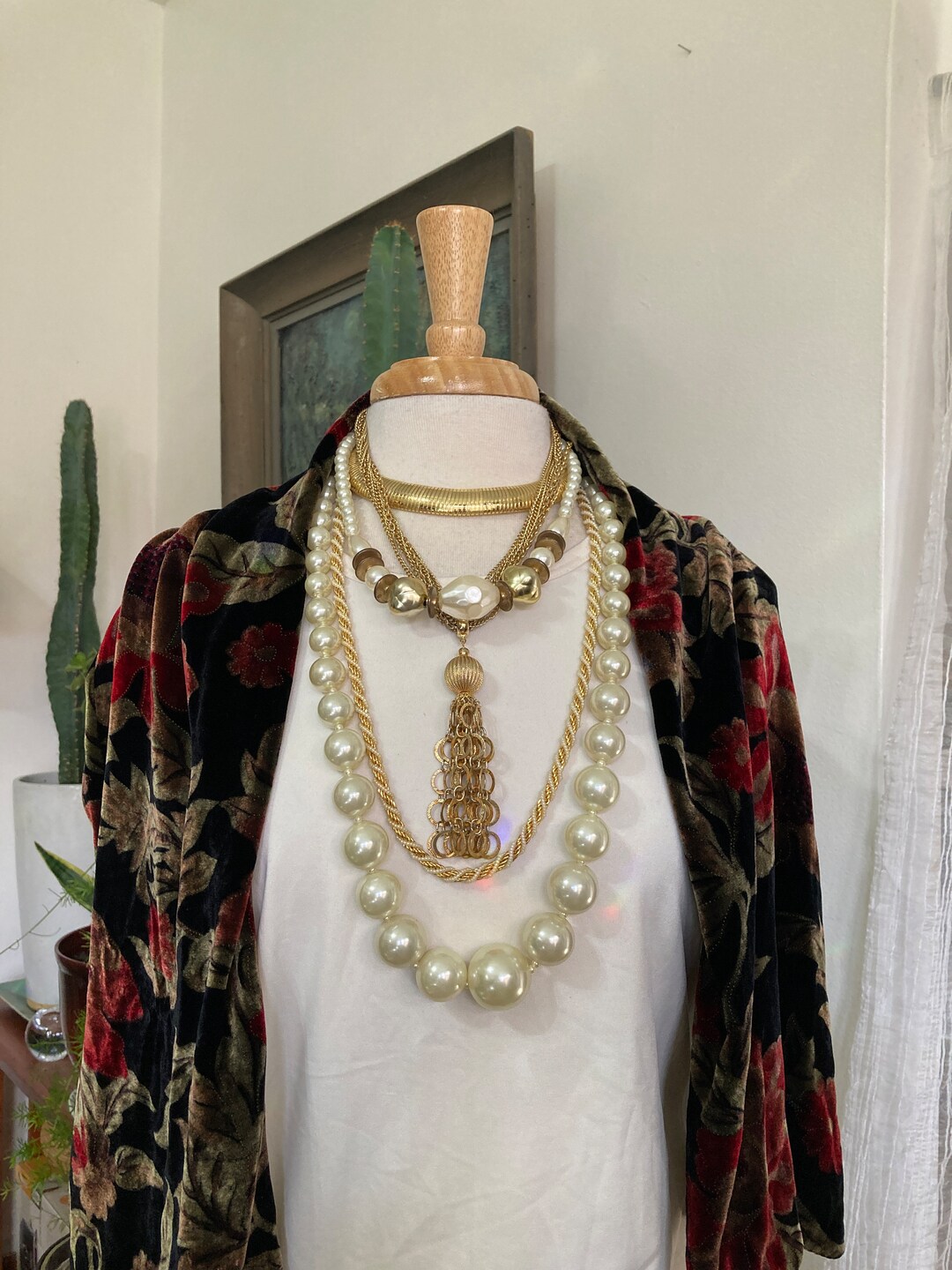 5, Necklace Stack, Pearls & Gold, Boho Necklace Iris Apfel, Styled by ...