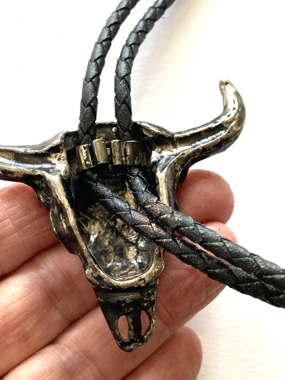 Bull Skull Bolo Tie, BIG, Vintage Bolo Tie - Gem