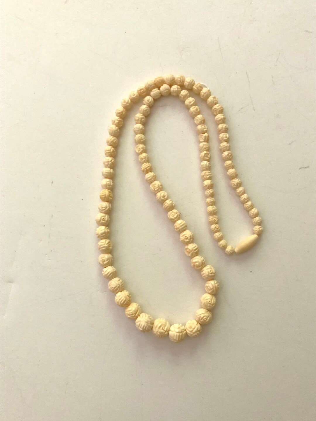 Carved Bone Necklace// Bone Bead Necklace //long Carved Bone Necklace ...
