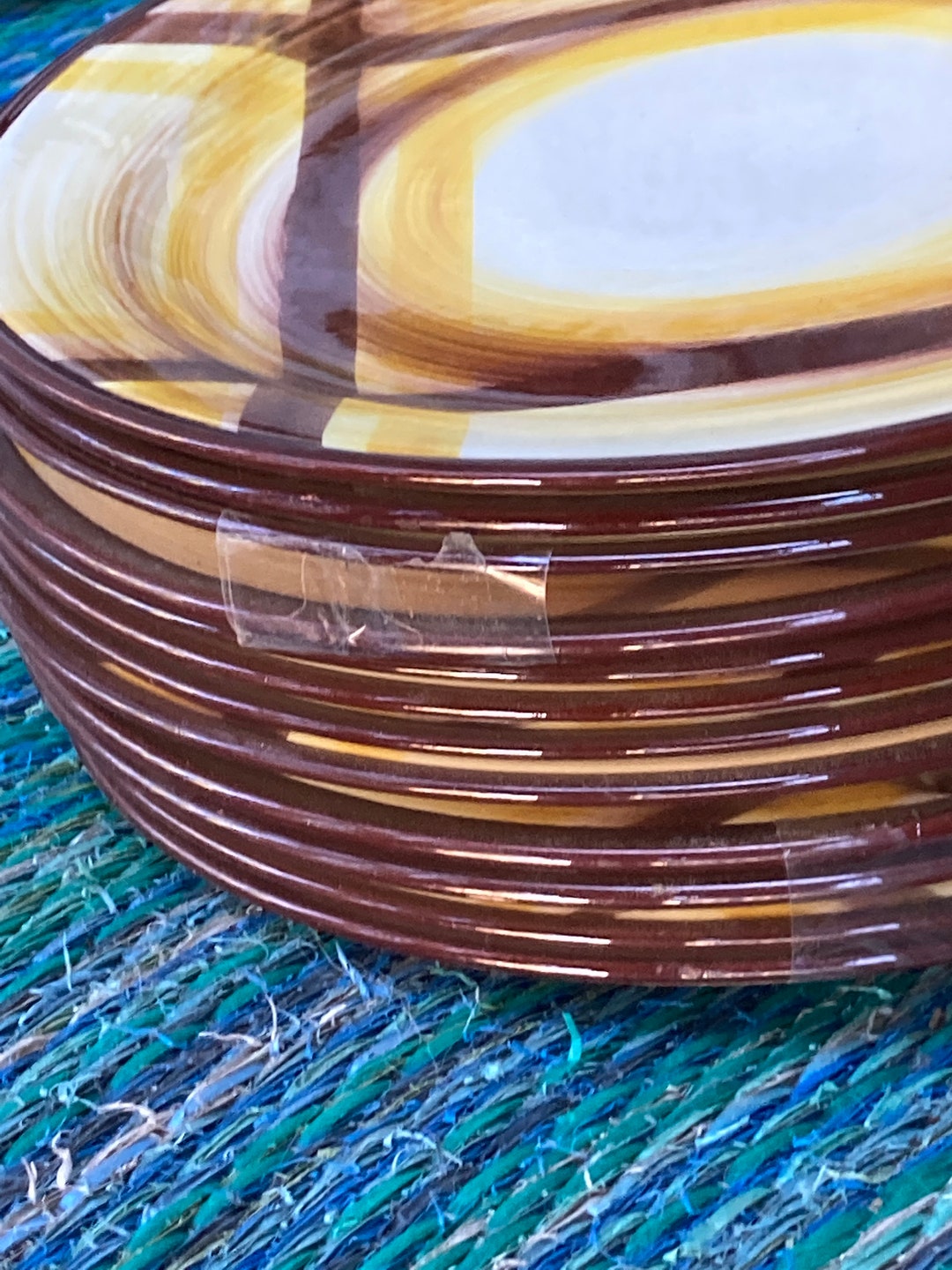 11/ Vintage Vernonware Organdie Plaid Dinner Plates/ CA Pottery by ...