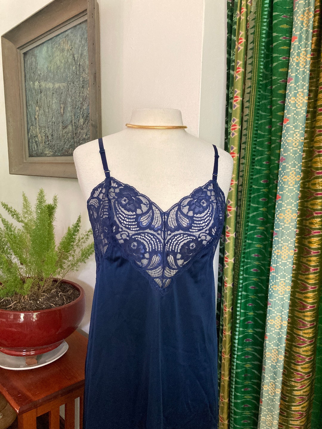 Vintage Slip/ Blue Full Slip/ Size 36/dress Slip/ Adonna Slip/ Navy ...