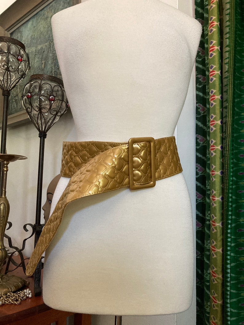 Wide Gold Belt/ Size XL/ Hip Belt/ Gold Vinyl Belt/ Reversible - Etsy