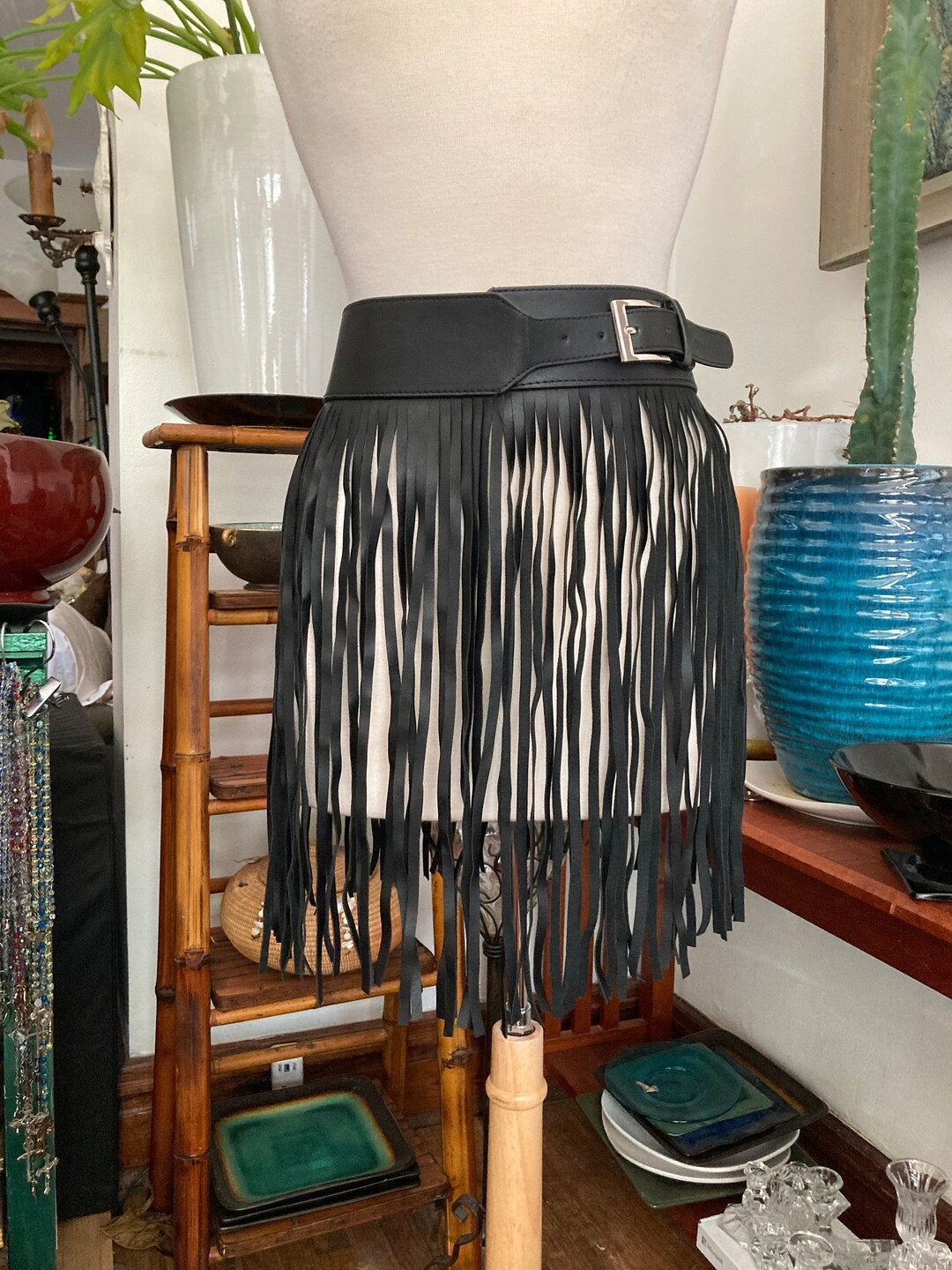Belt With Fringe |size M - L | Long Black Fringe Belt | Non Leather - Etsy