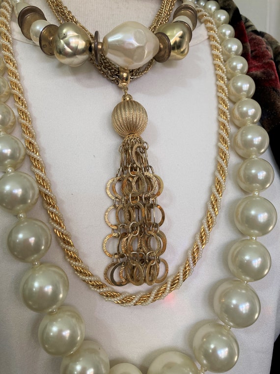 5/Stacked Necklaces/Pearls & Gold /Boho Necklace/ Lay… - Gem