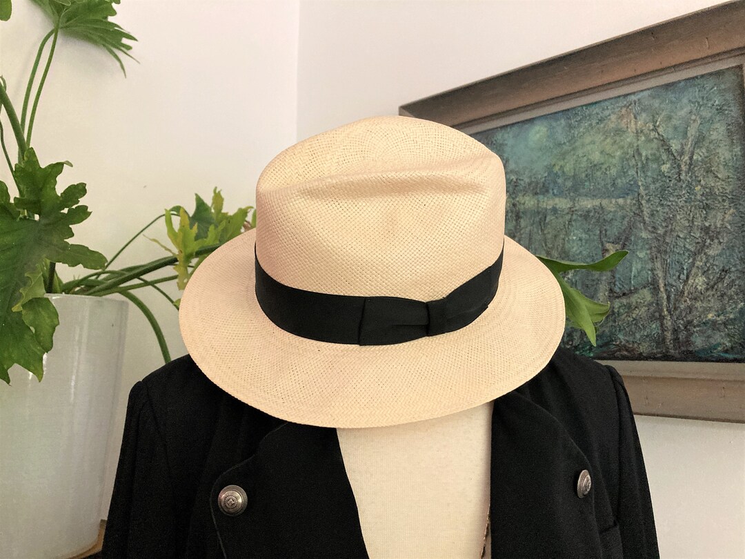 Dobbs Straw Fedora /center Dent Shantung Straw Fedora/ Size 7 1/4 to 7 ...