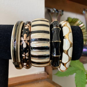 5/ Bangle Stack/ Black & White Bangles, Like Iris Apfel, Clampers - Etsy