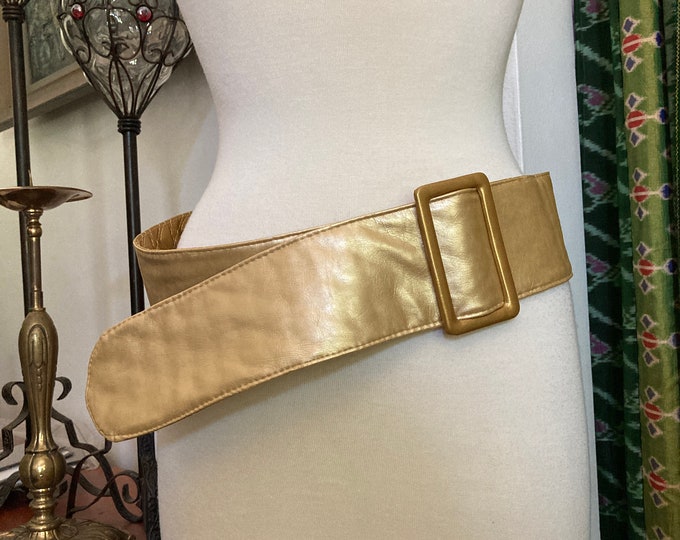 Wide Gold Belt/ Size XL/ Hip Belt/ Gold Vinyl Belt/ Reversible Belt ...