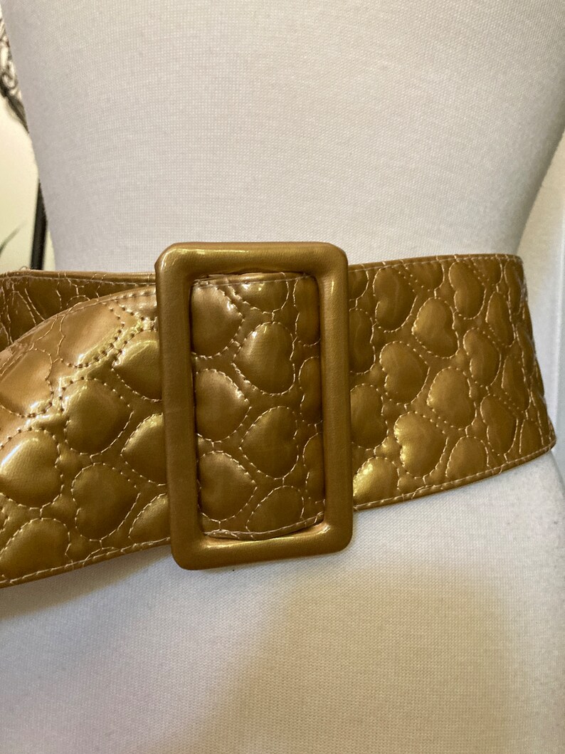 Wide Gold Belt/ Size XL/ Hip Belt/ Gold Vinyl Belt/ Reversible - Etsy
