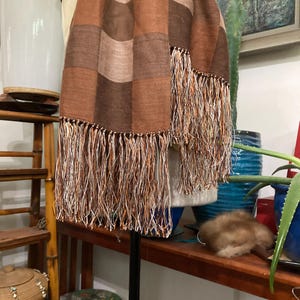 Wool Shawl, Oscar De La Renta , Wool Wrap, Wool Scarf, Burnt Orange ...