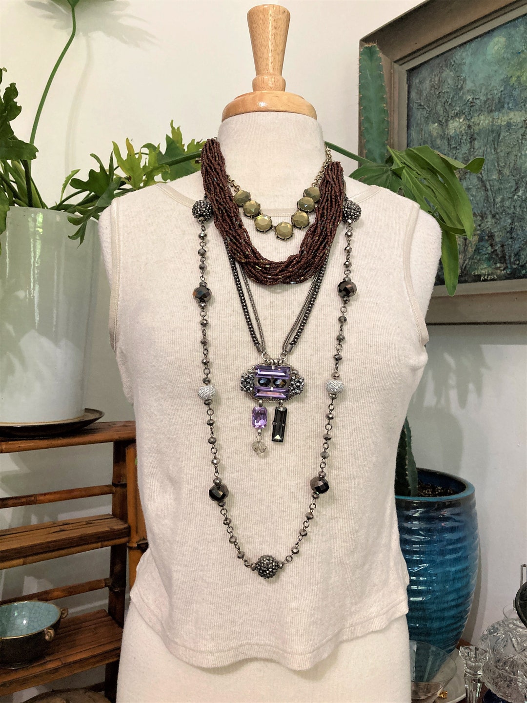 4/ Layering Necklaces /purple and Silver Necklaces/ Boho Necklace/iris ...