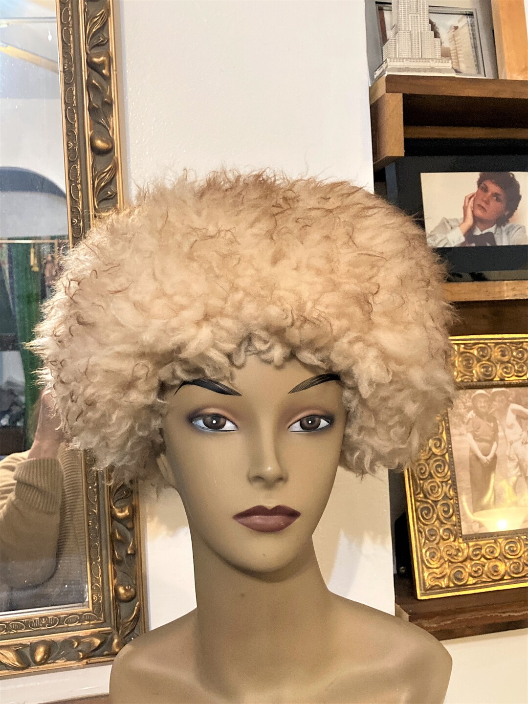 Vintage Mouton Hat/ Size M / Sheep Wool Fleece Hat / White Wool Hat ...