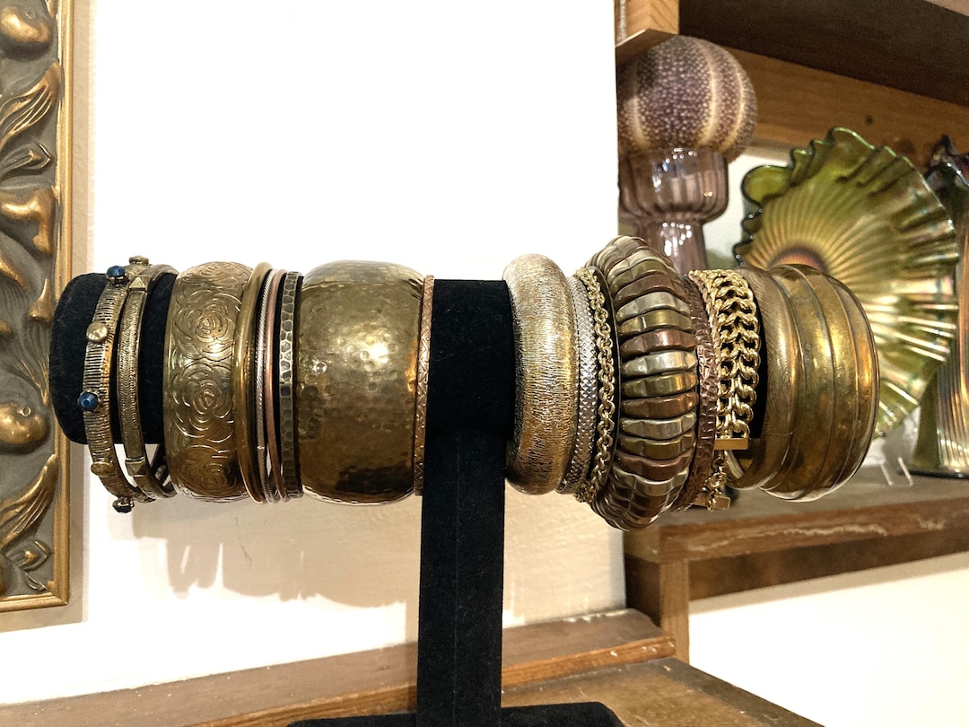 25, Gold Bangles, Copper, Silver, Married Metals, Vintage Bangle Stack ...