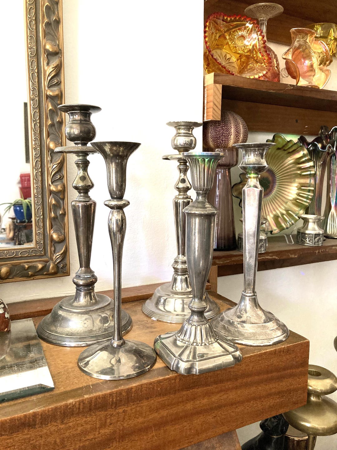 5, Silver Plate Candlestick Holders, Vintage Silver Candle Stick ...