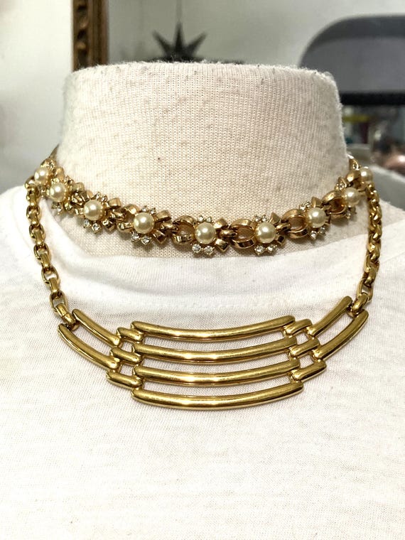6, Necklace Stack - Pearls & Gold - Vintage Monet Nec… - Gem