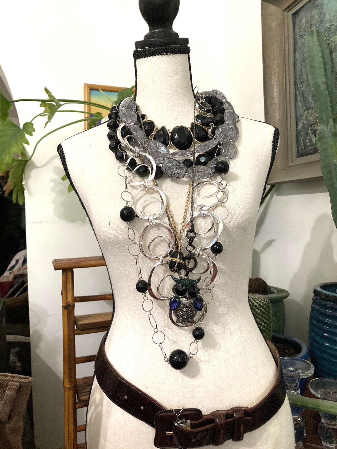 7, Layered Necklaces, Silvers, Black Gold, Boho Necklace, Iris Apfel ...