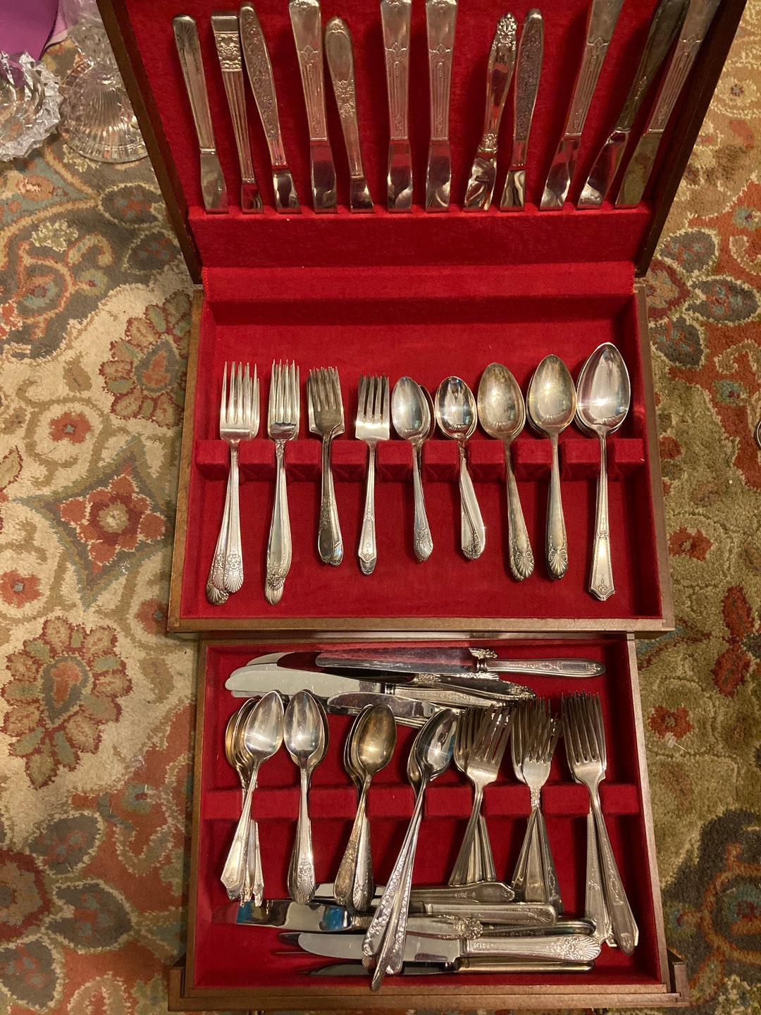 135pc/ Vintage Silver Plated Flatware/12 Sets/ 1900s to 1930/ Mixed Set ...