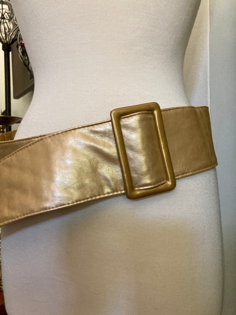 Wide Gold Belt/ Size XL/ Hip Belt/ Gold Vinyl Belt/ Reversible - Etsy