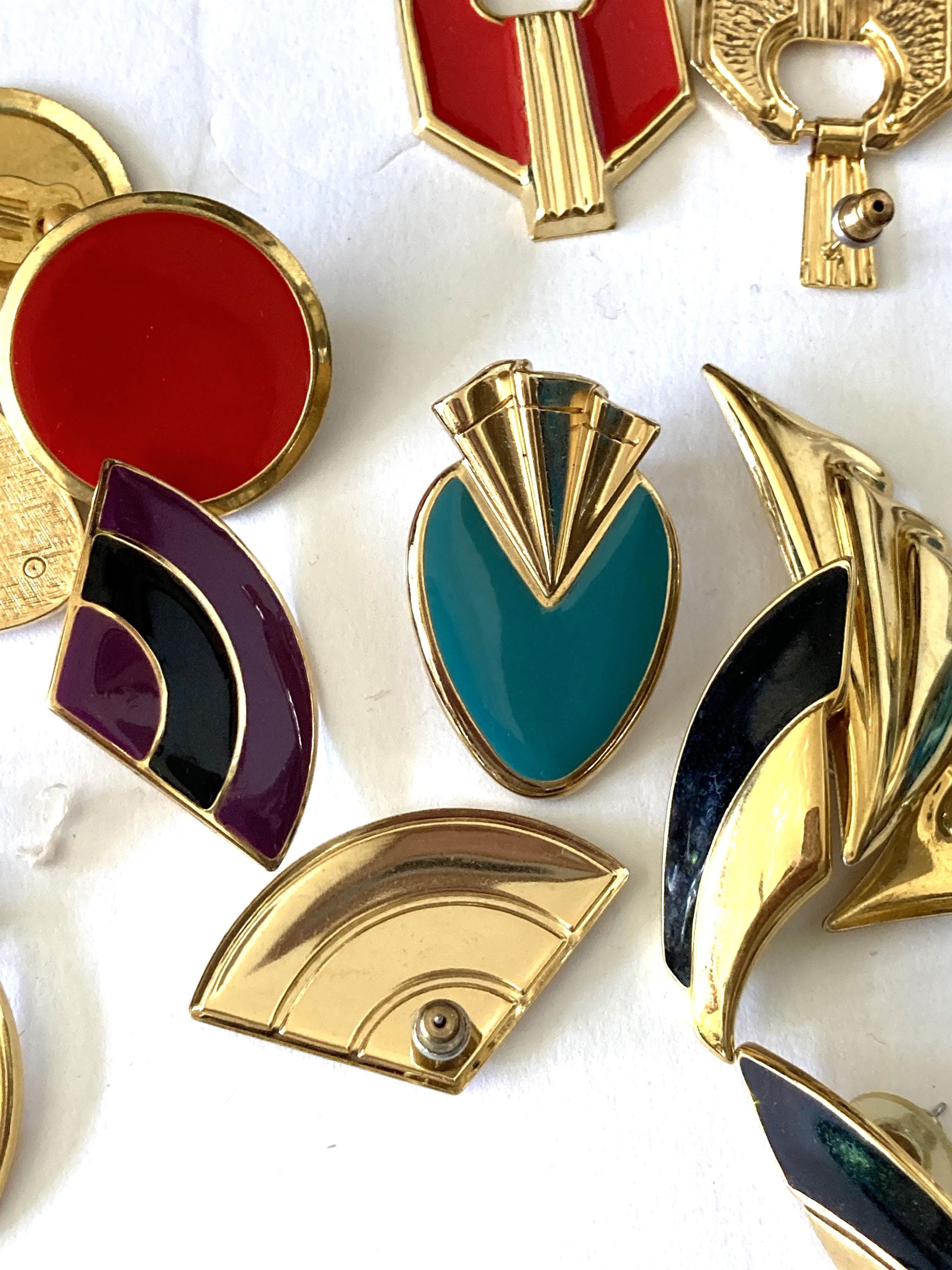 10, 80s Earrings, Geometric Earrings, 80s Earrings Lot, 10 Pairs ...