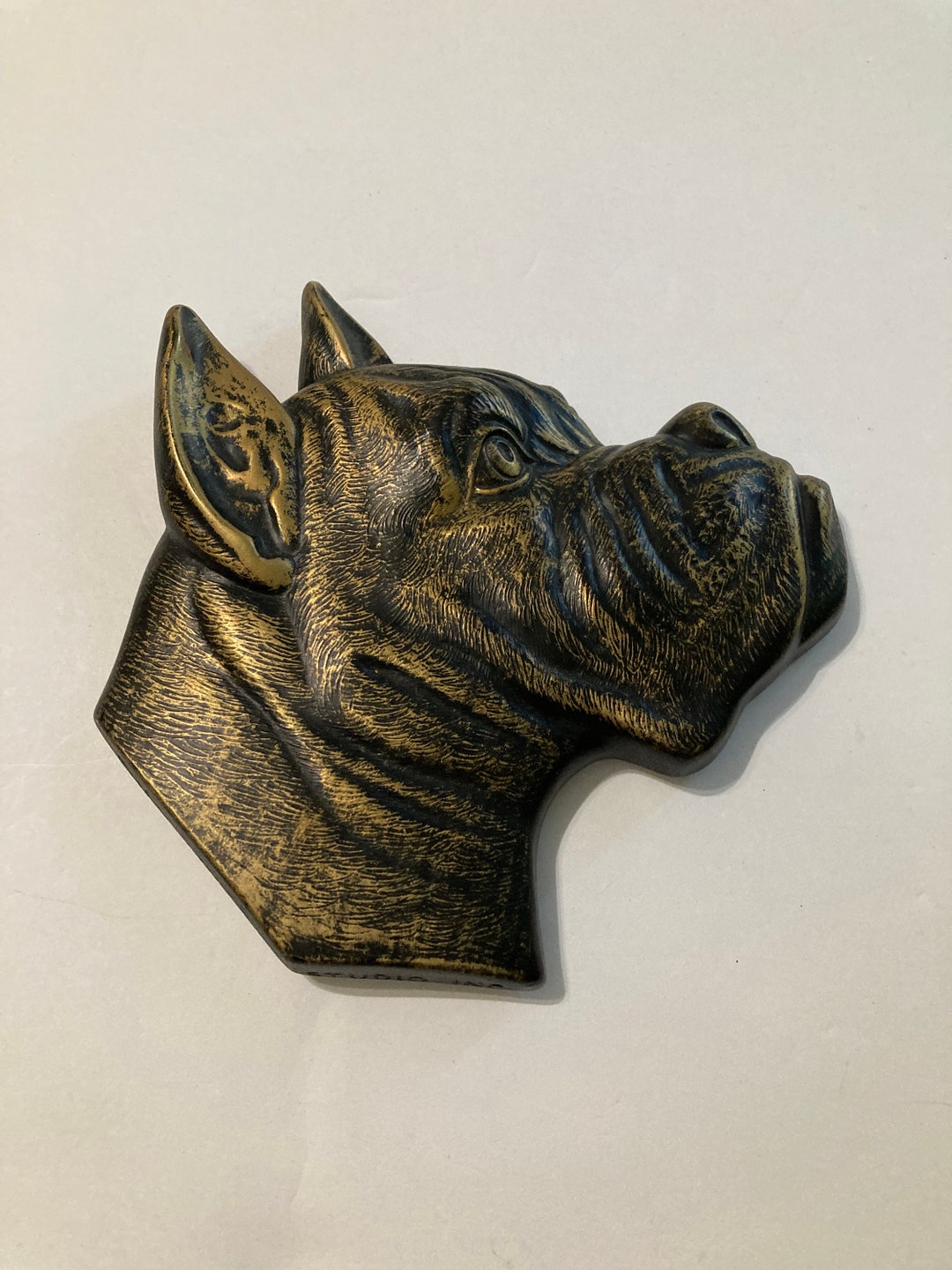 Boxer Dog, Dog Art, Vintage Wall Plague, 3D Plaster Casting, Chalk Ware ...