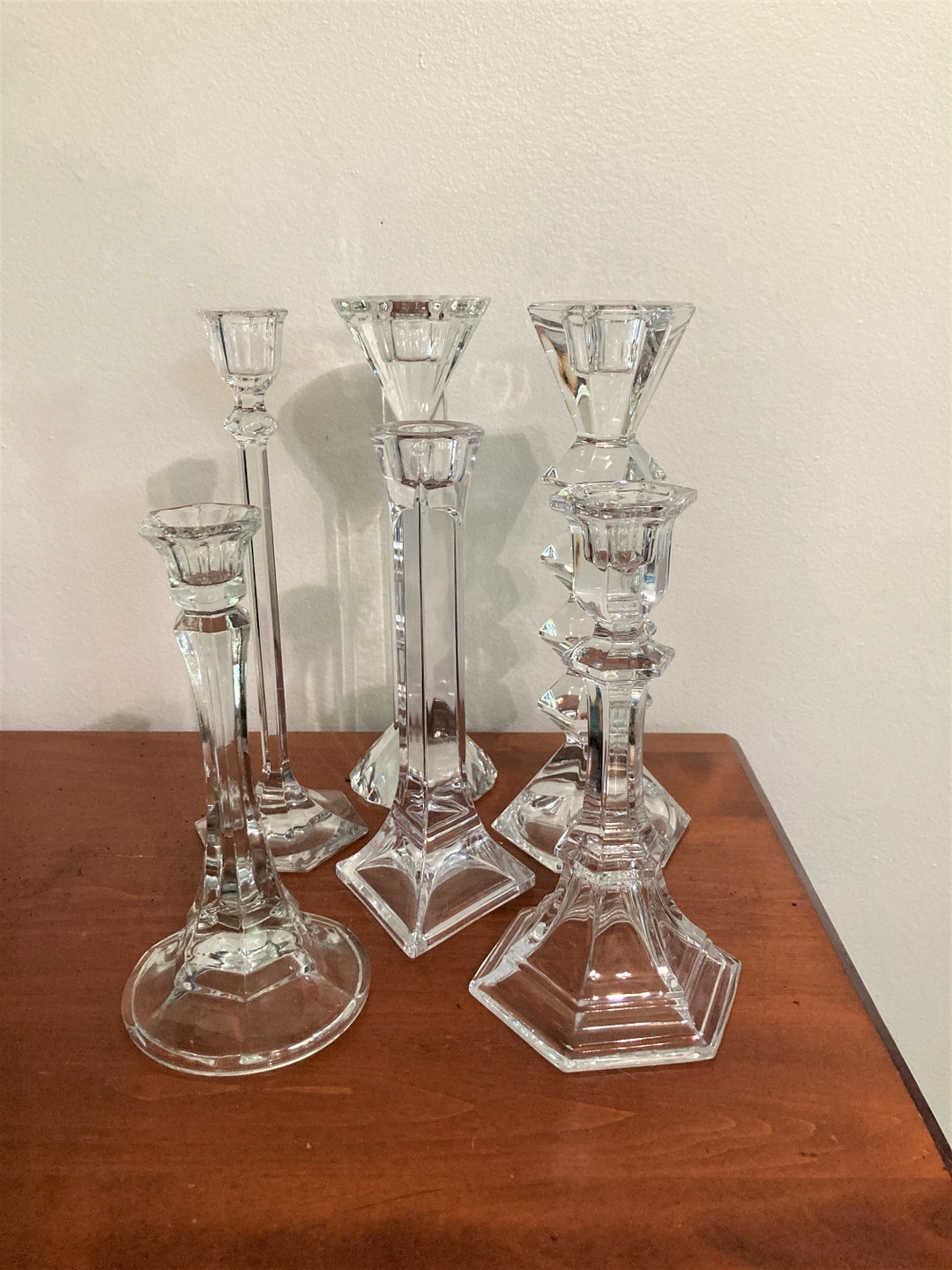 6, Crystal Candlestick Holders, Vintage Crystal Candlestick Holders - Etsy
