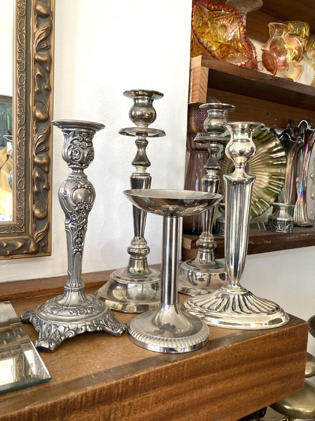 5, Silver Plate Candlestick Holders, Vintage Silver Candle Stick ...