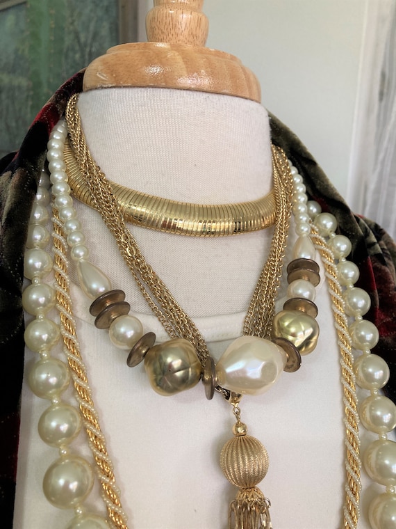 5/Stacked Necklaces/Pearls & Gold /Boho Necklace/ Lay… - Gem