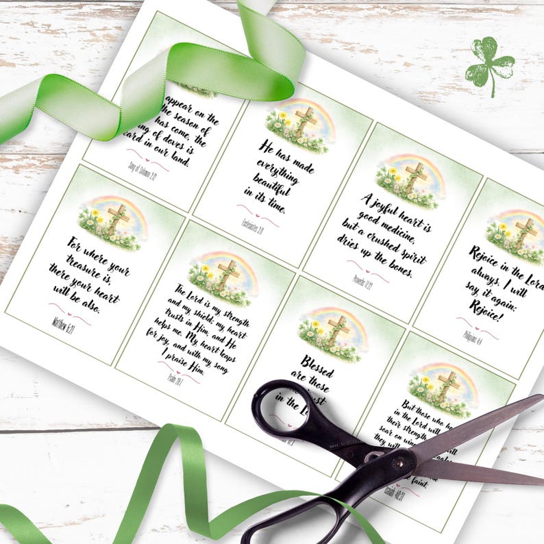Digital Saint Patricks Day Bible Verse Cards, Spring Printable ...