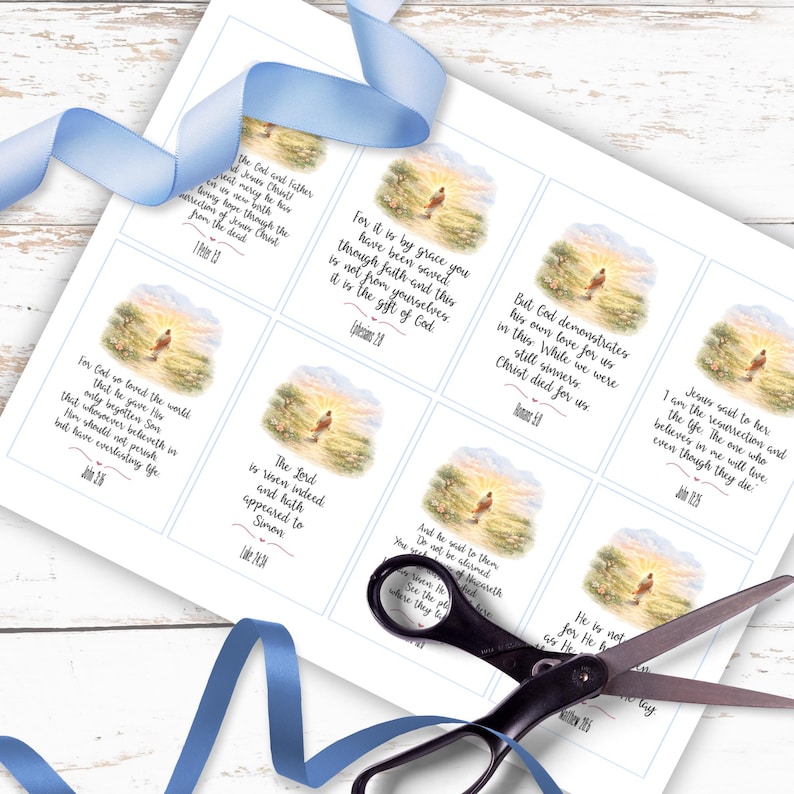 Digital Easter Resurrection Bible Verse Cards, Printable Scripture Holy ...