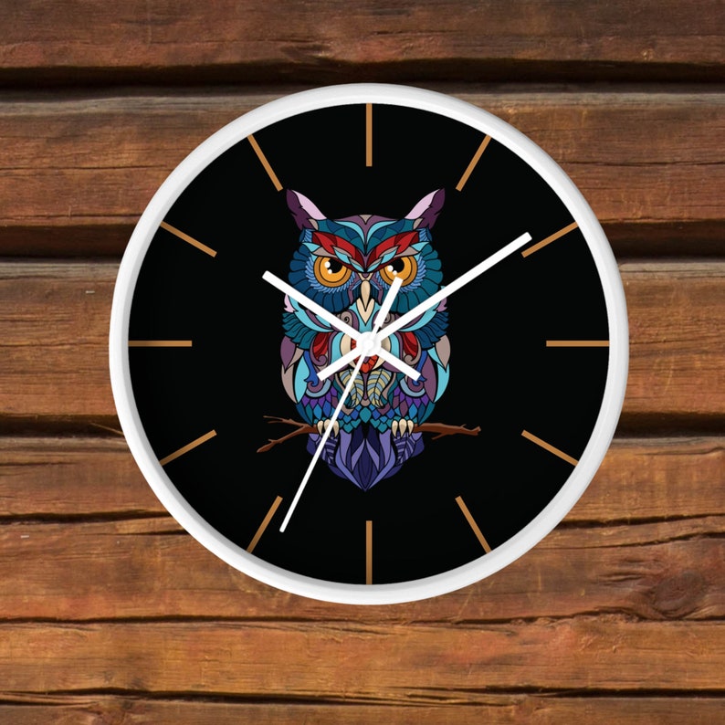 Owl Wall Clock, Owl Theme Classroom, Bird Clock, Funky Wall Clock, Owl ...