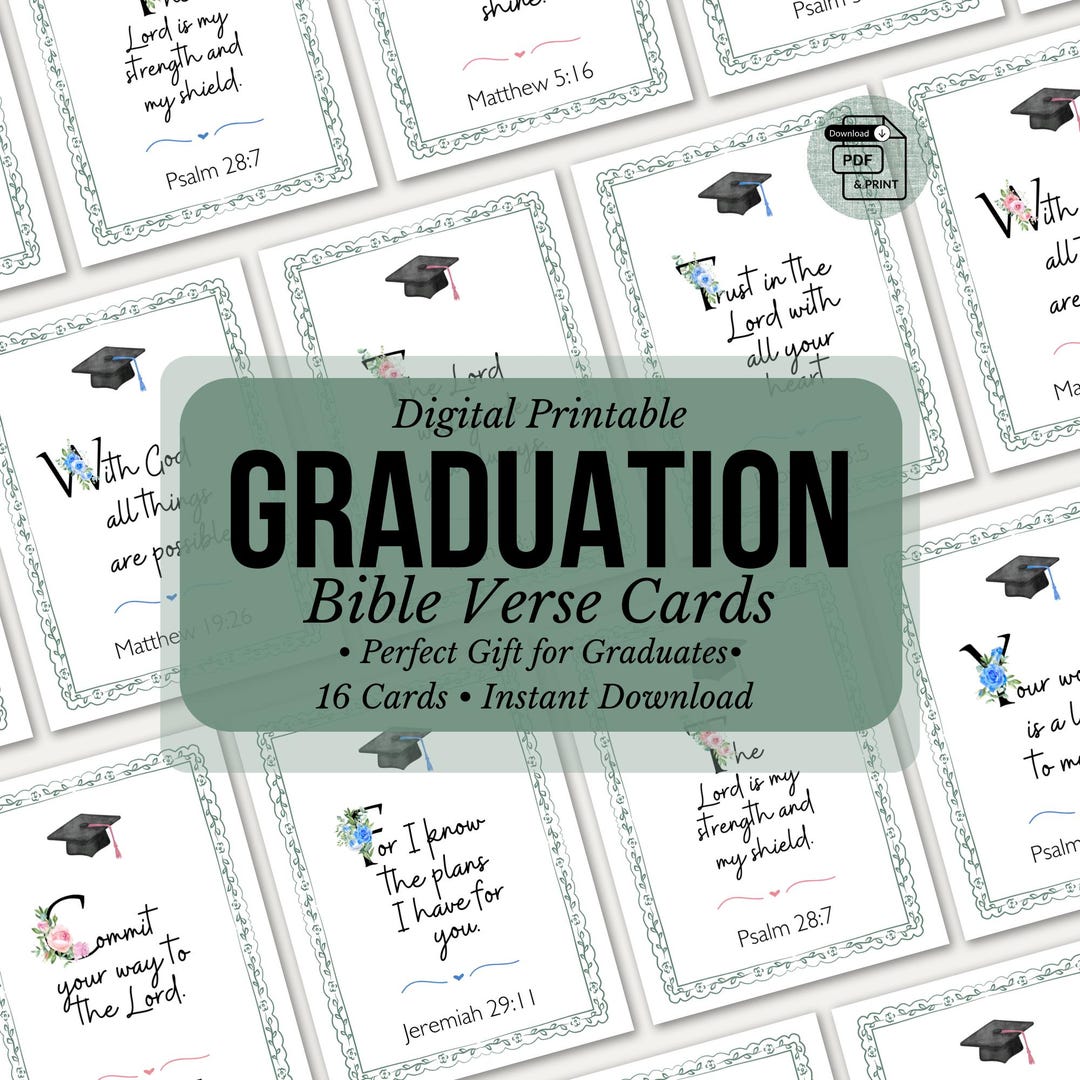 Printable Graduation Bible Verse Cards, Christian Graduation Gift Tags ...