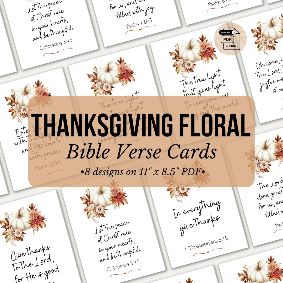 Digital Thanksgiving Floral Bible Verse Card, Faith Inspired Gratitude ...
