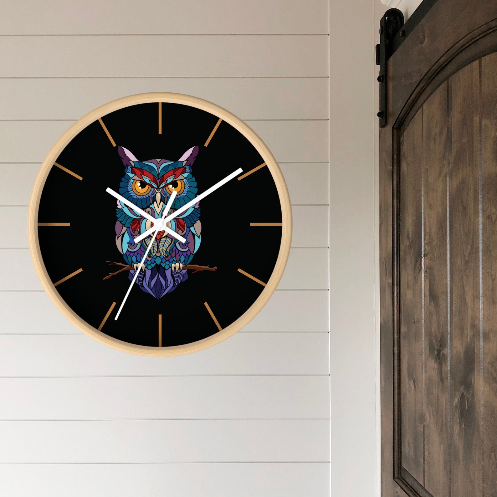 Owl Wall Clock, Owl Theme Classroom, Bird Clock, Funky Wall Clock, Owl ...