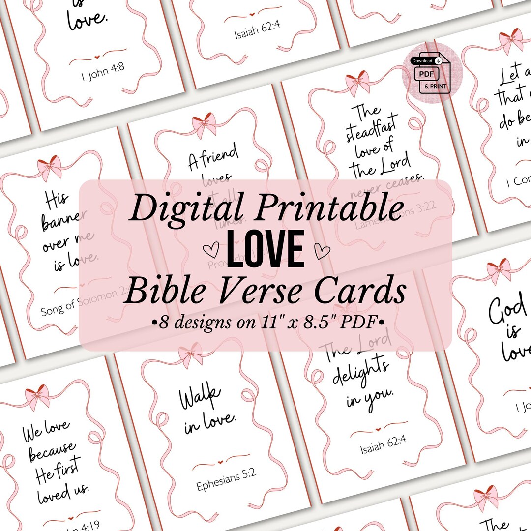 Digital Valentines Day Bible Verse Cards, God's Love Printable ...