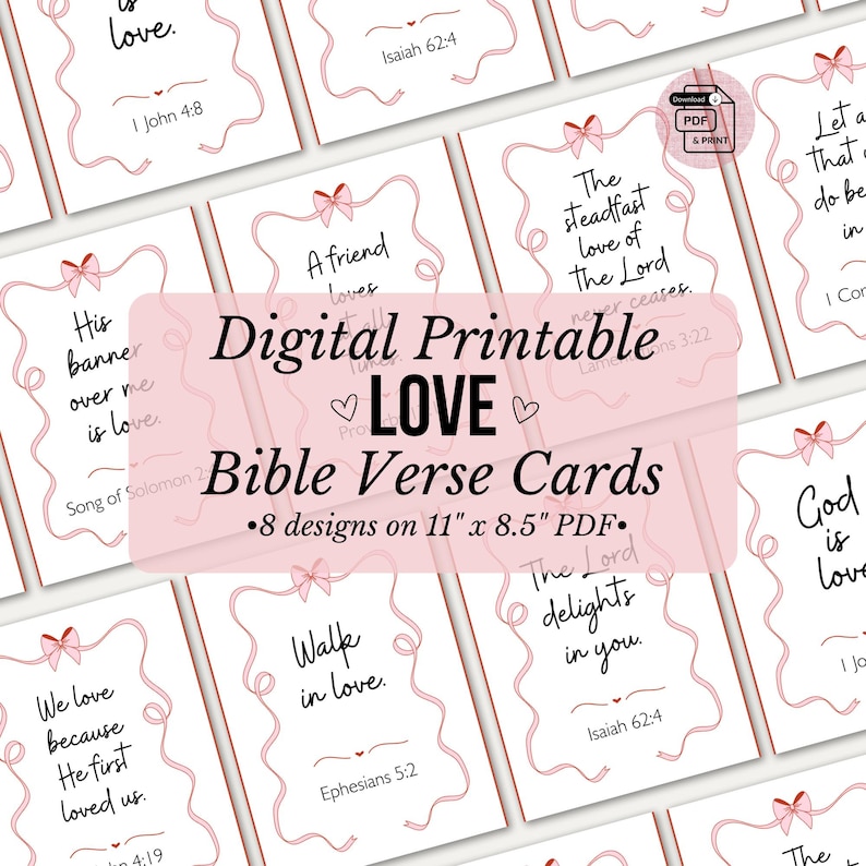 Digital Valentines Day Bible Verse Cards, God's Love Printable ...