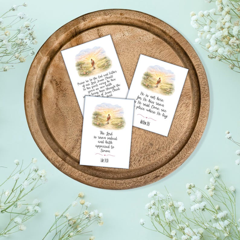 Digital Easter Resurrection Bible Verse Cards, Printable Scripture Holy ...