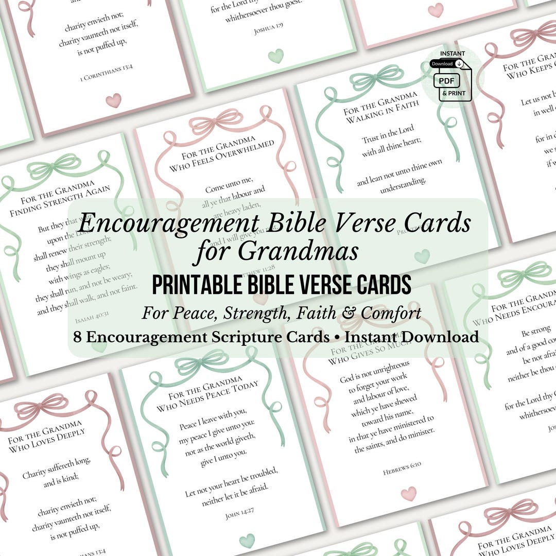Grandma Bible Verse Cards Printable, Christian Gift for Grandmother ...