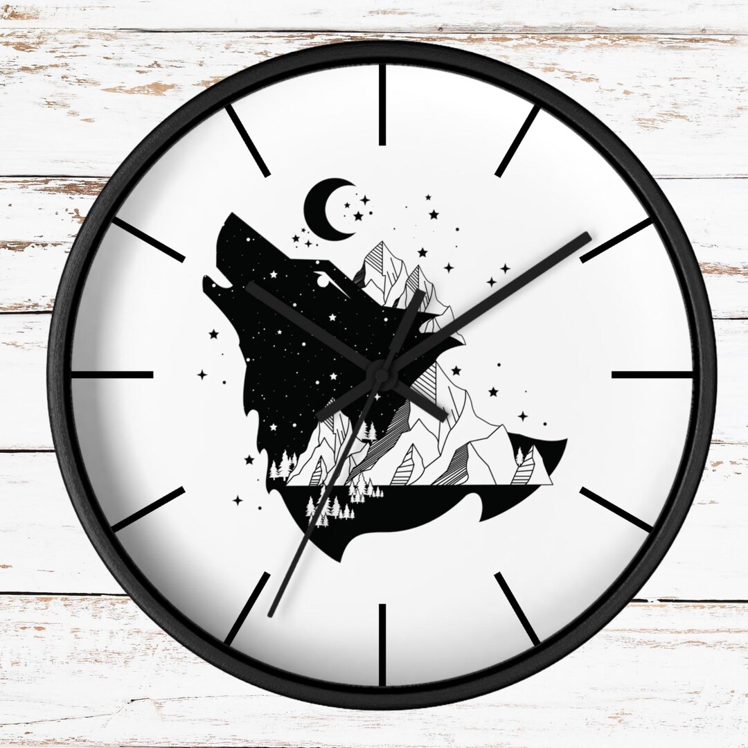 Modern Wolf Wall Clock, Unique Animal Gift, Outdoorsman Christmas Gift ...