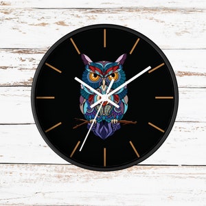 Owl Wall Clock, Owl Theme Classroom, Bird Clock, Funky Wall Clock, Owl House Decor, Owl Lover ...